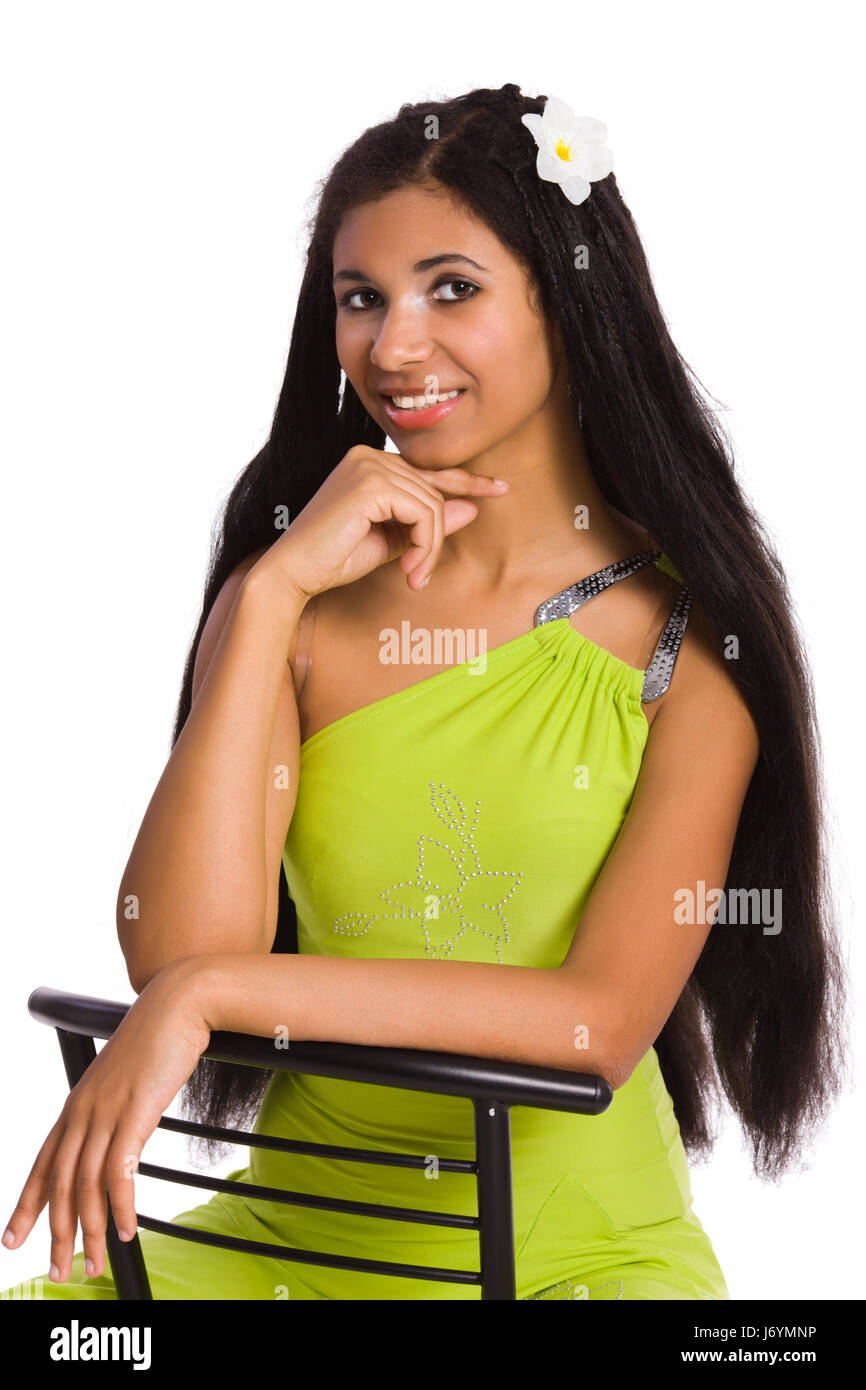 beautiful young mulatto woman portrait isolated on white Stock Photo ...