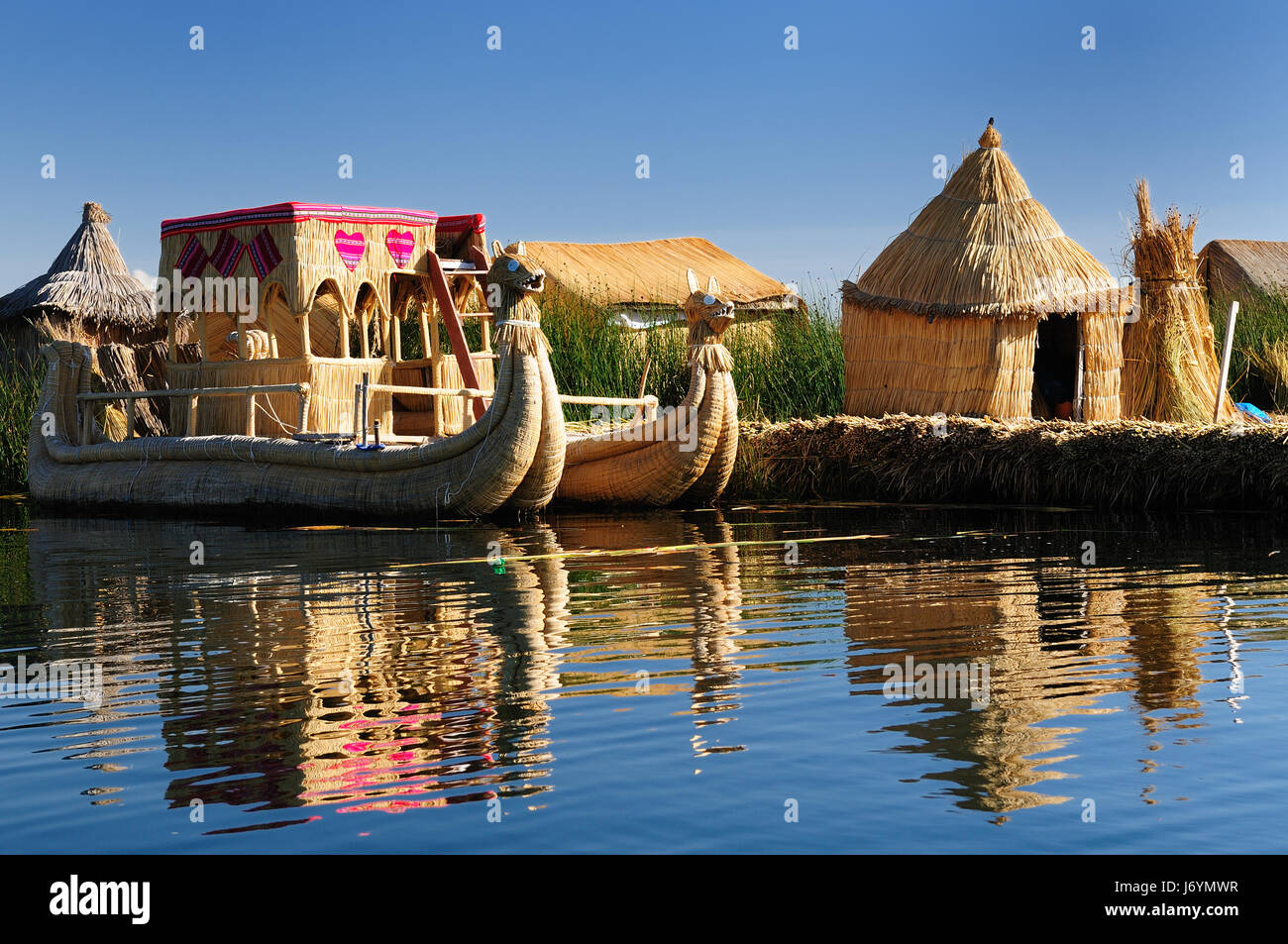 Peru, floating Uros islands on the Titicaca lake, the largest ...