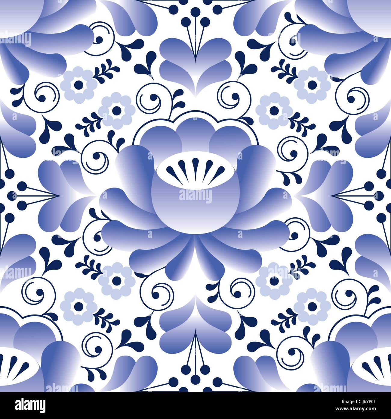 Russian seamless folk pattern, traditional design with flower - Gzhel ...