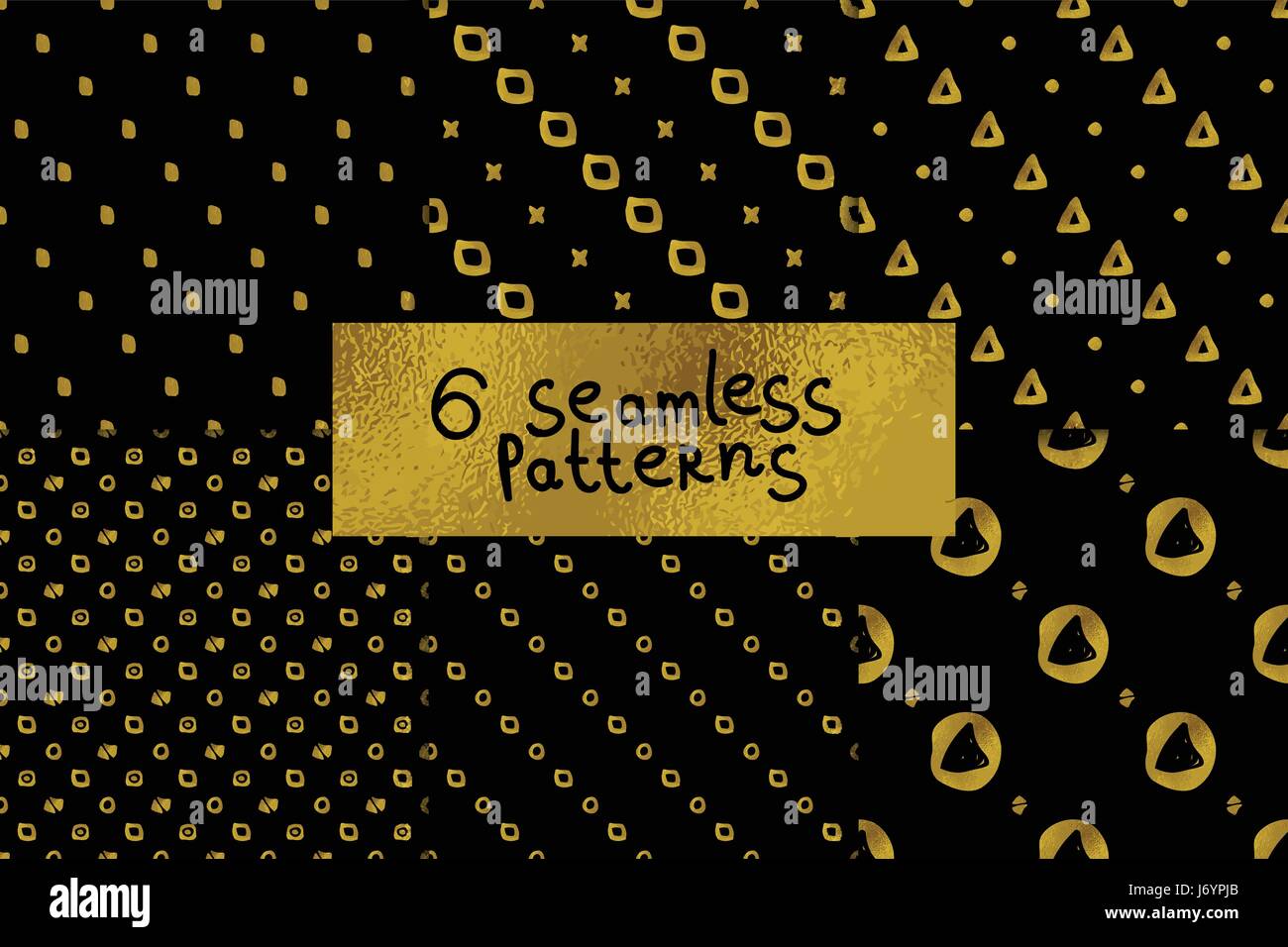 Geometric black and gold seamless pattern set Stock Vector Image & Art ...
