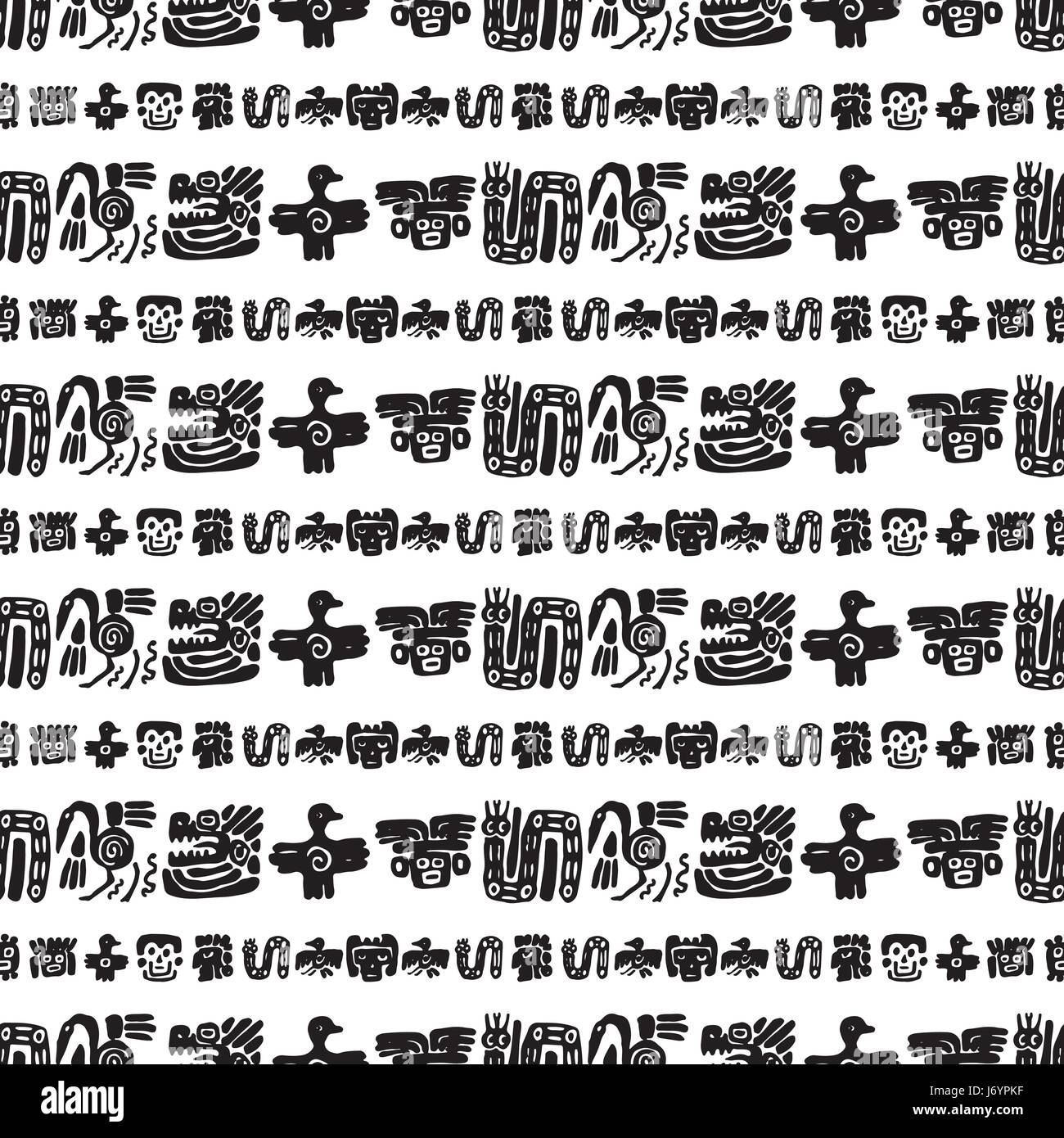 Seamless maya pattern. Black and white ethnic elements Stock Vector ...