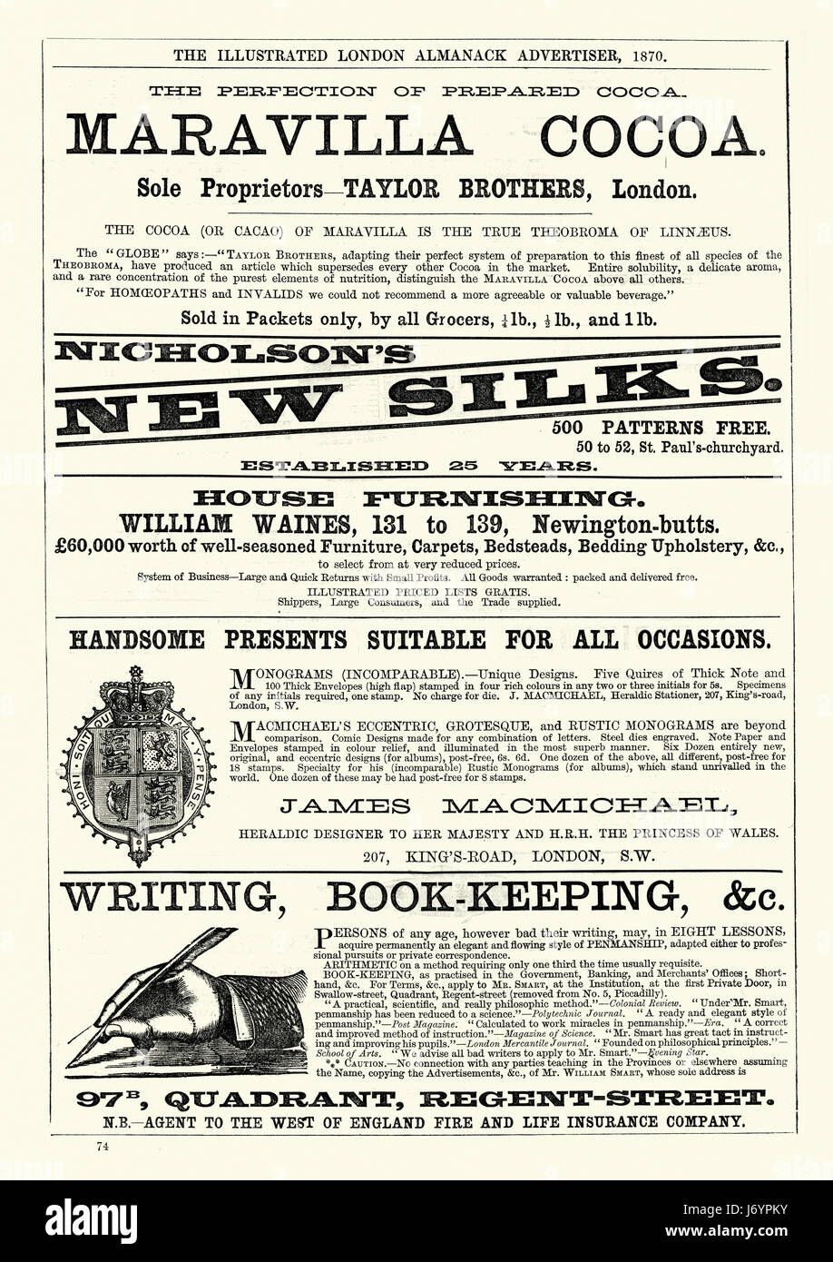 Victorian newspaper adverts, 19th Century Stock Photo - Alamy