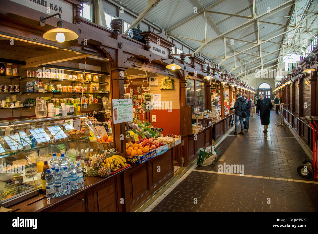 interior of the Helsinki old fish market which now have food stores and ...