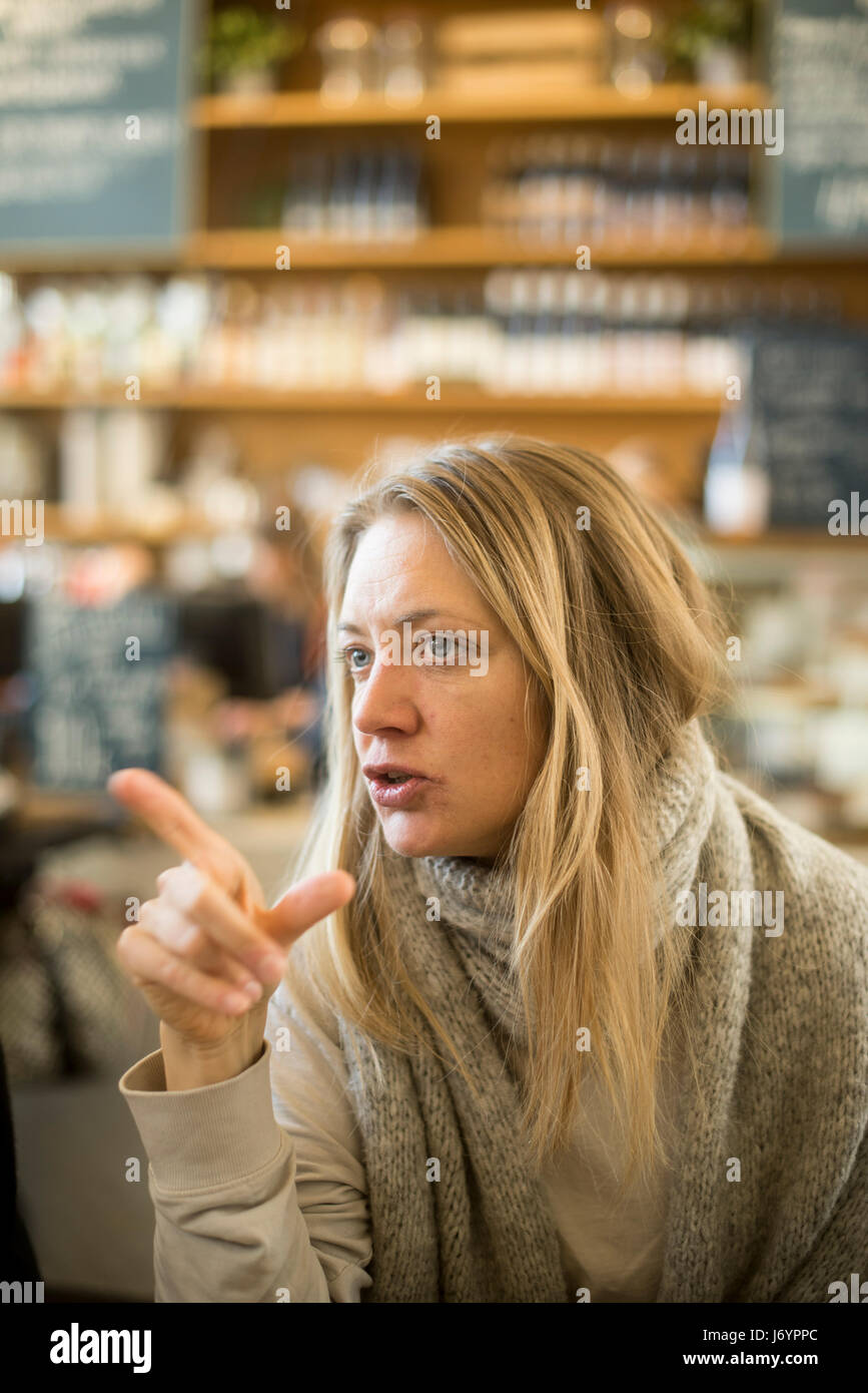 Ms Milla Visuri, the Helsinki city food strategist, having a coffee ...