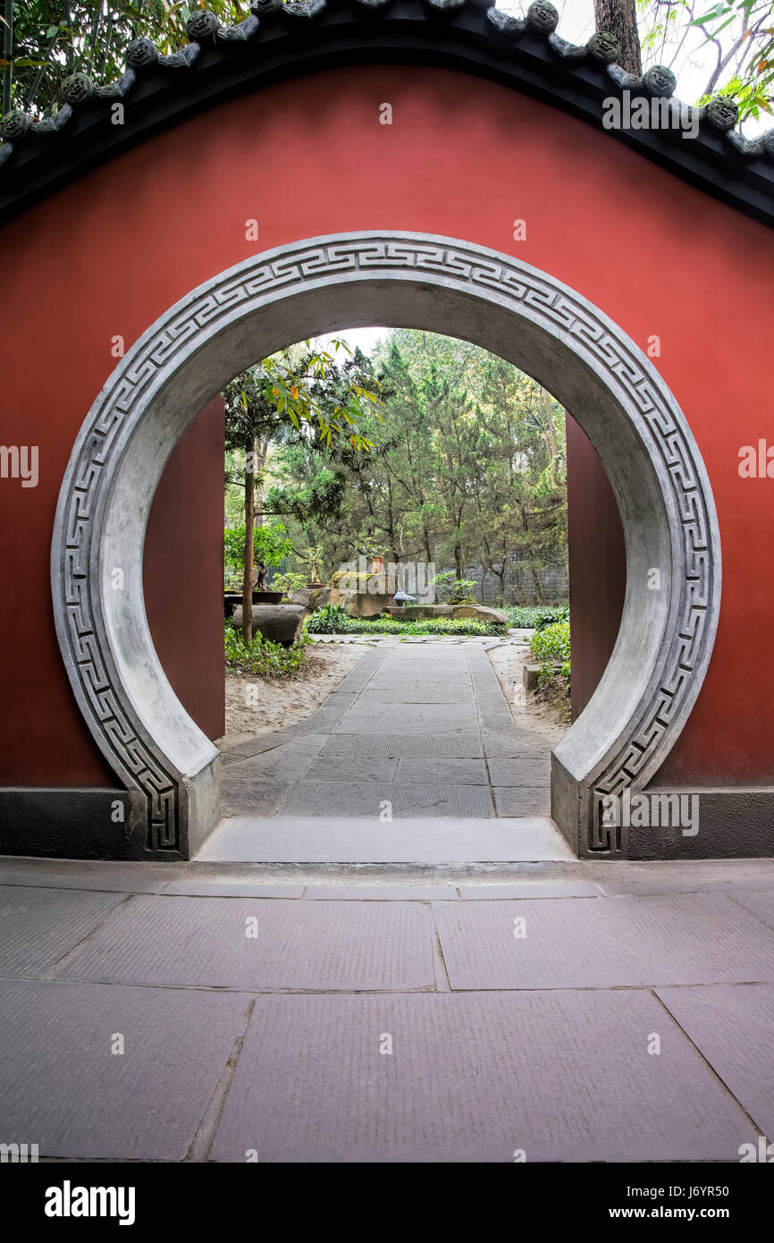 Passage way inside the Wuhoe Shrine in Chengdu, sichuan province, China ...
