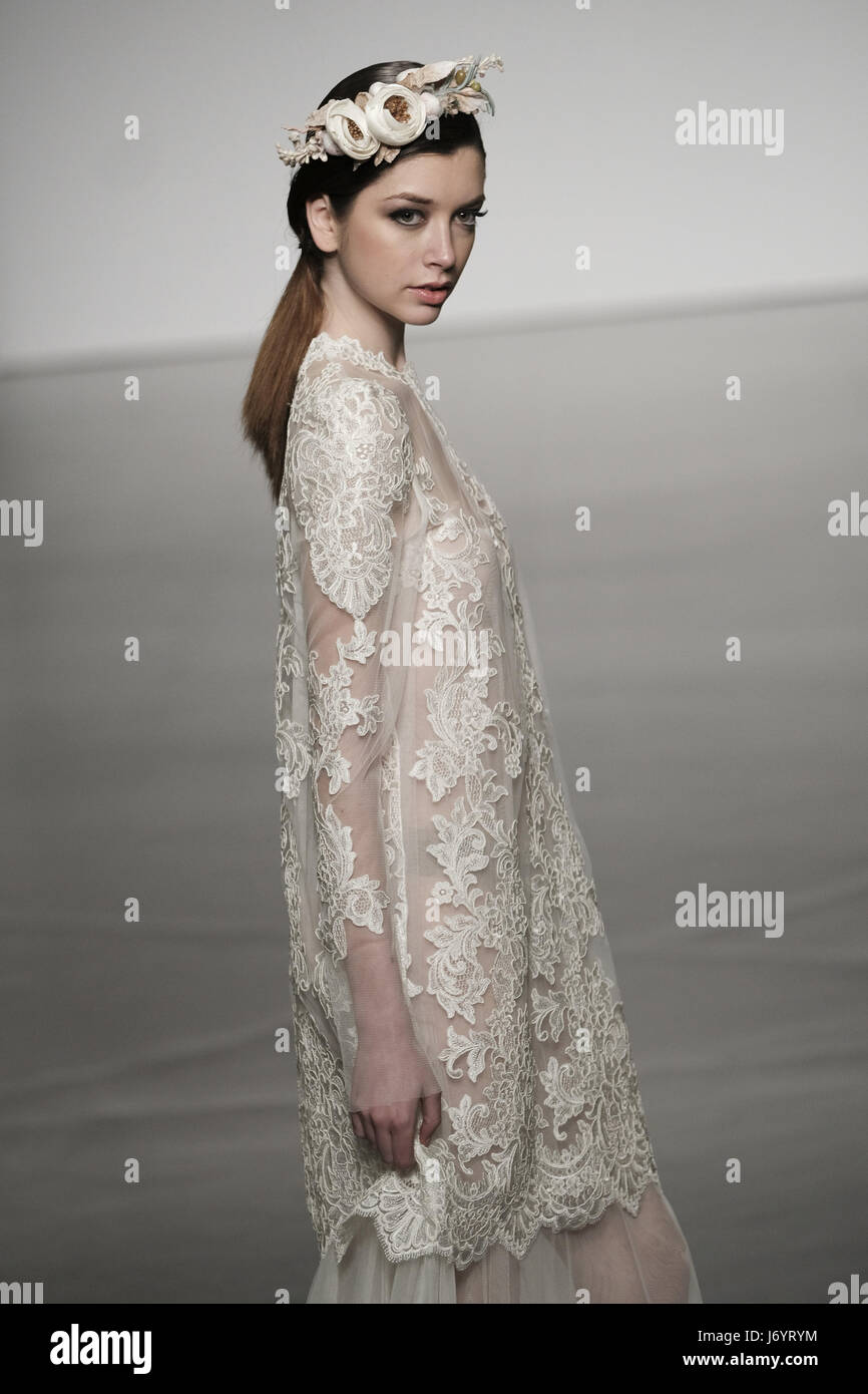 A model on the catwalk at the Juana Martin show during the 2017 Madrid ...