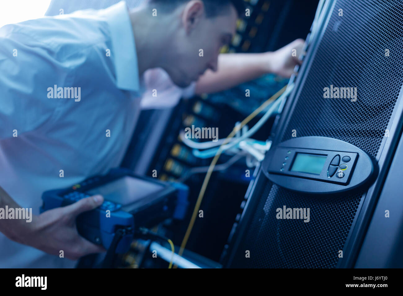 Selective focus of a control panel on the data server Stock Photo - Alamy