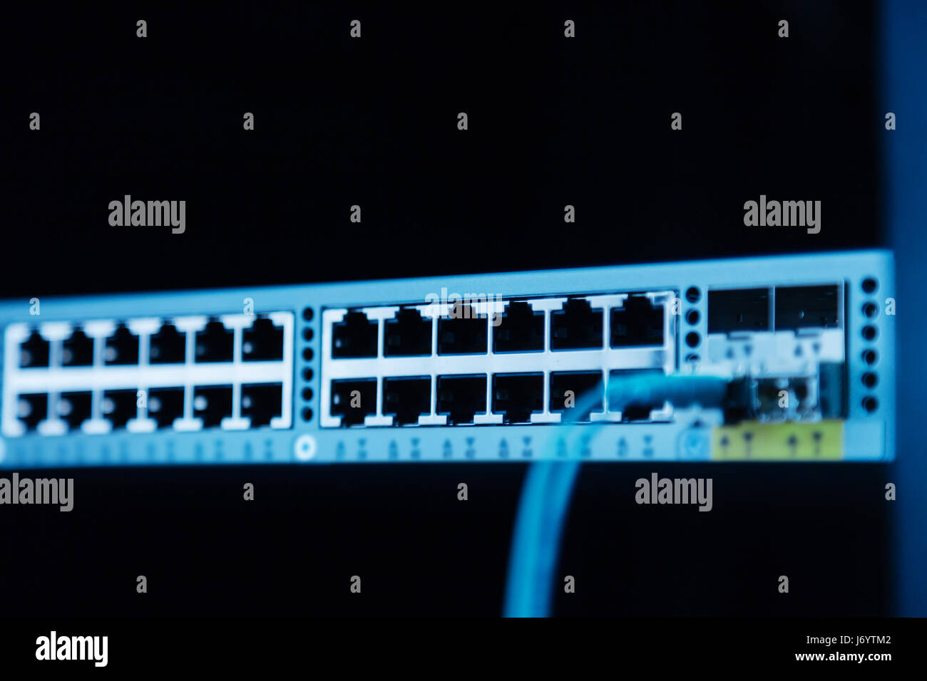 Close up of a switch panel for LAN cables Stock Photo - Alamy
