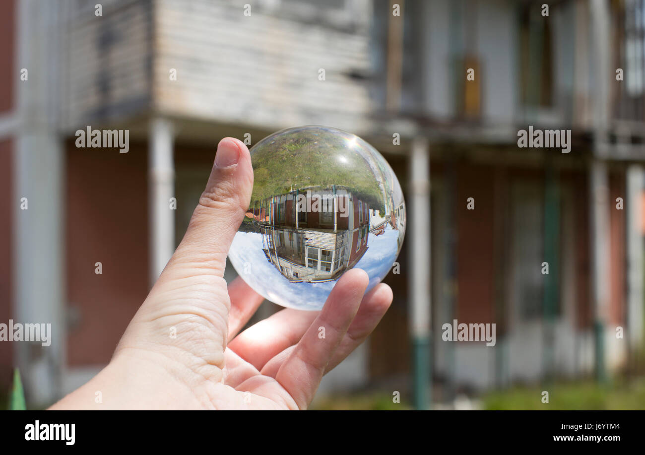 Through a glass ball Stock Photo - Alamy