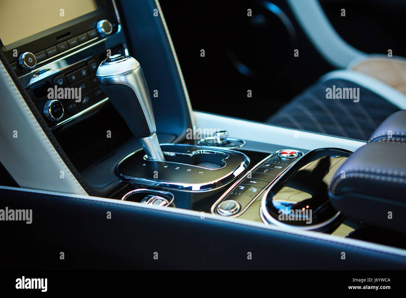Detail of modern car interior, gear stick Stock Photo - Alamy