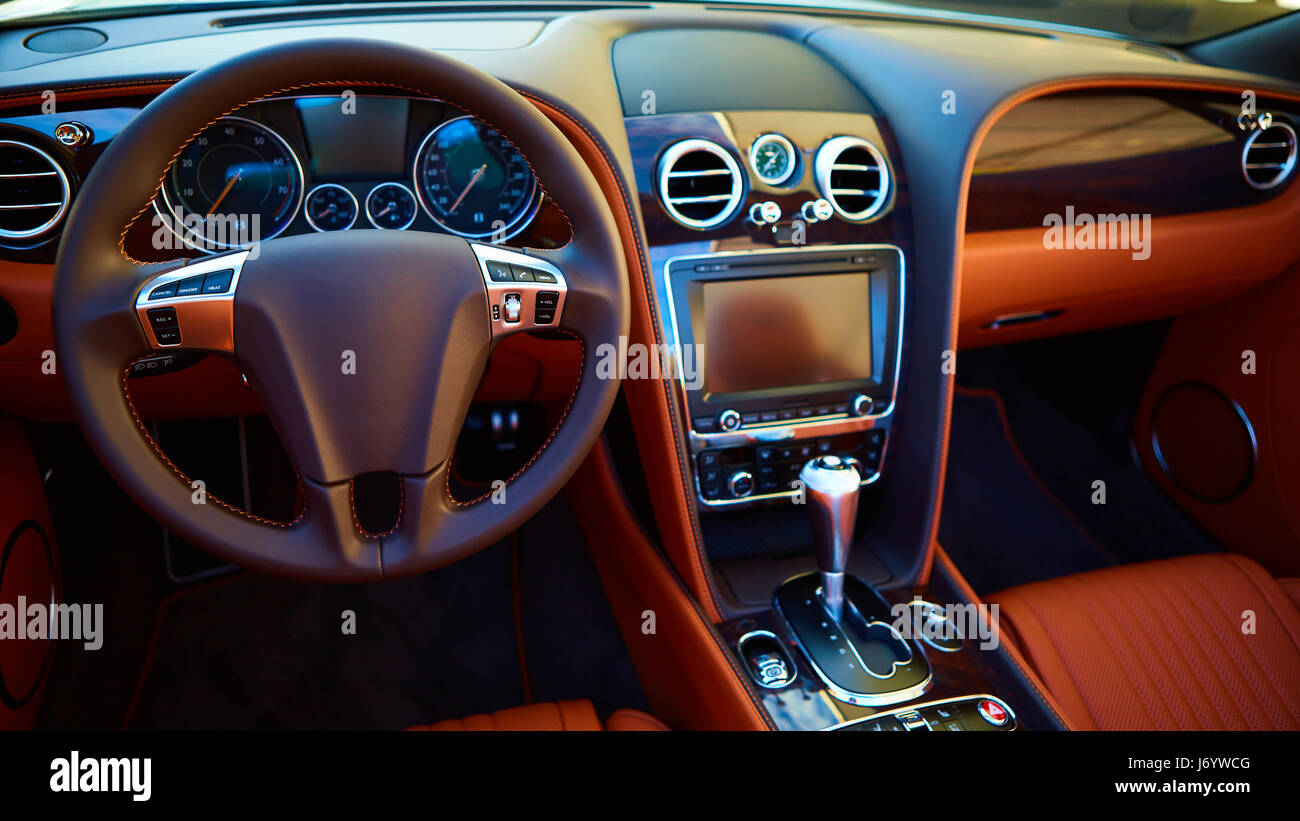 Luxury car Interior Stock Photo - Alamy