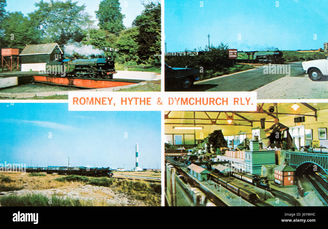 Vintage postcard of Romney, Hythe & Dymchurch Railway circa 1980 Stock ...