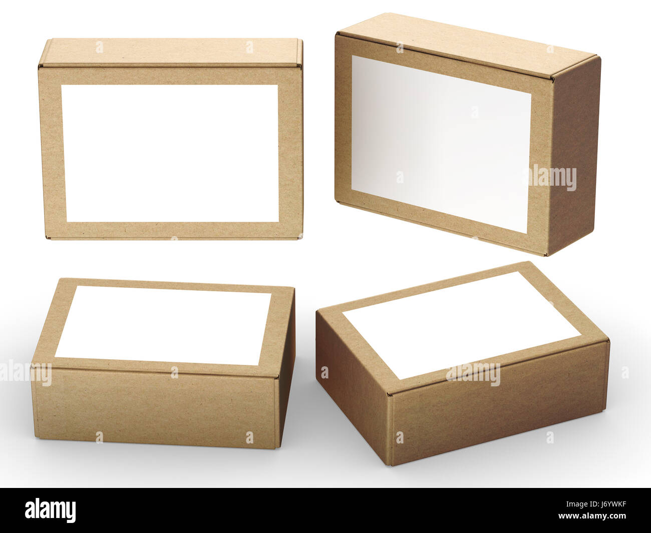 Brown paper box packaging with white label, clipping path included ...