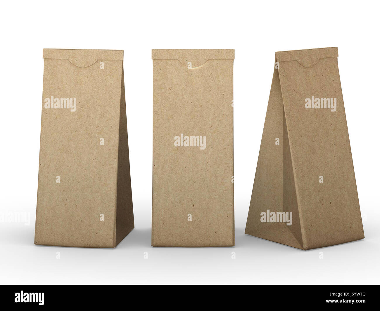 Brown folded paper bag with clipping path, packaging for food snack or ...