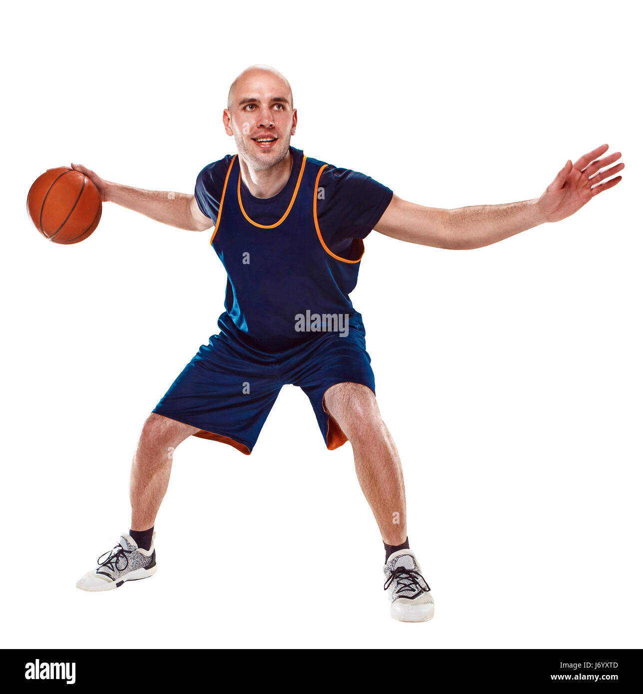 Full length portrait of a basketball player with ball Stock Photo - Alamy