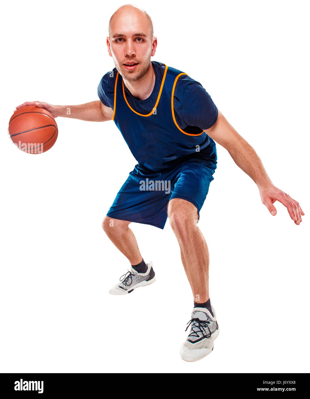 Full length portrait of a basketball player with ball Stock Photo - Alamy