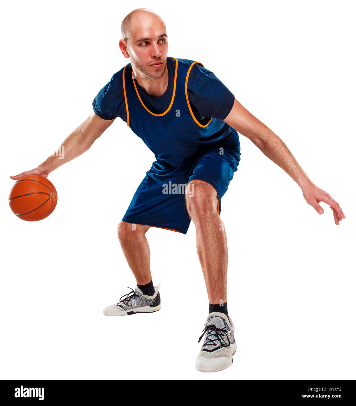 Full length portrait of a basketball player with ball Stock Photo - Alamy