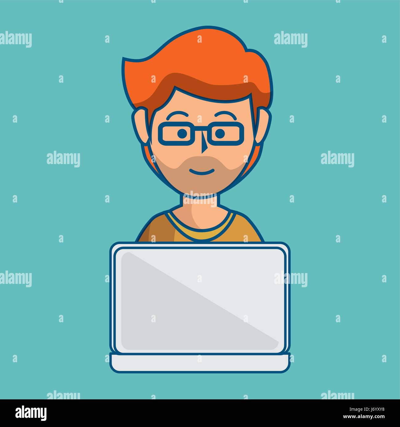 Boy using pc Stock Vector Images - Alamy