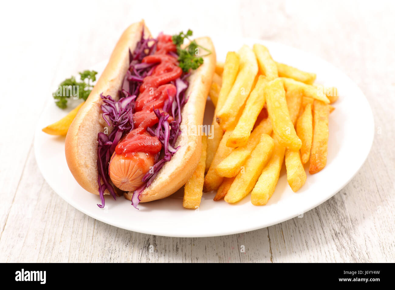 hot dog with chips Stock Photo - Alamy
