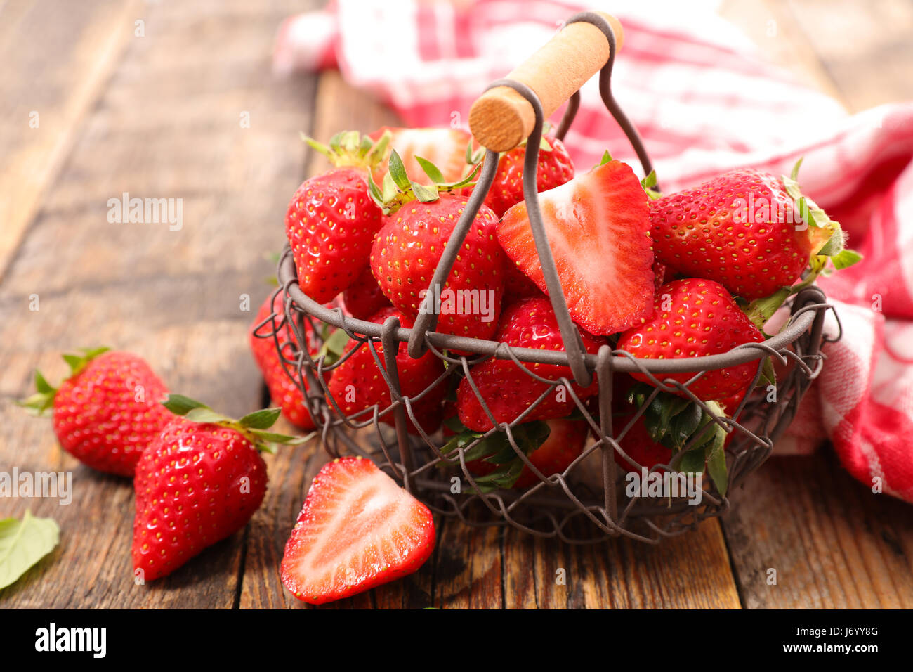 strawberry in basket Stock Photo - Alamy