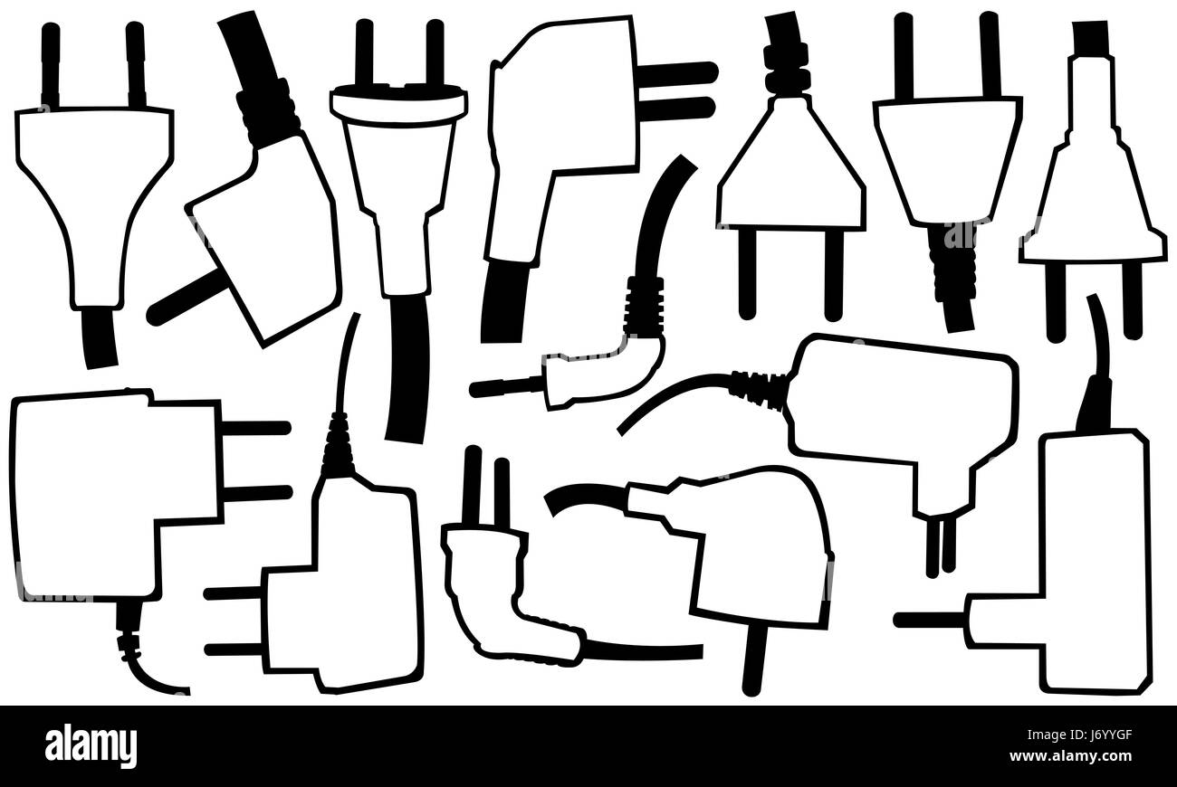 Set of different plugs isolated on white Stock Photo - Alamy