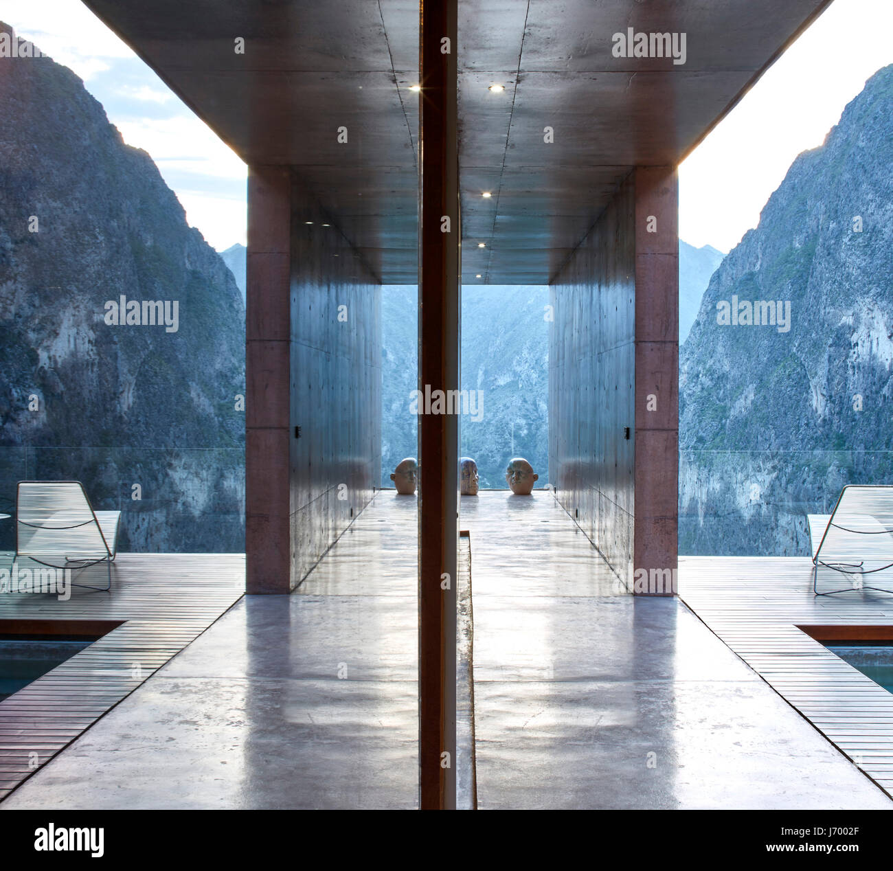 Internal corridor early evening. Casa Narigua, Nuevo Leon, Mexico ...