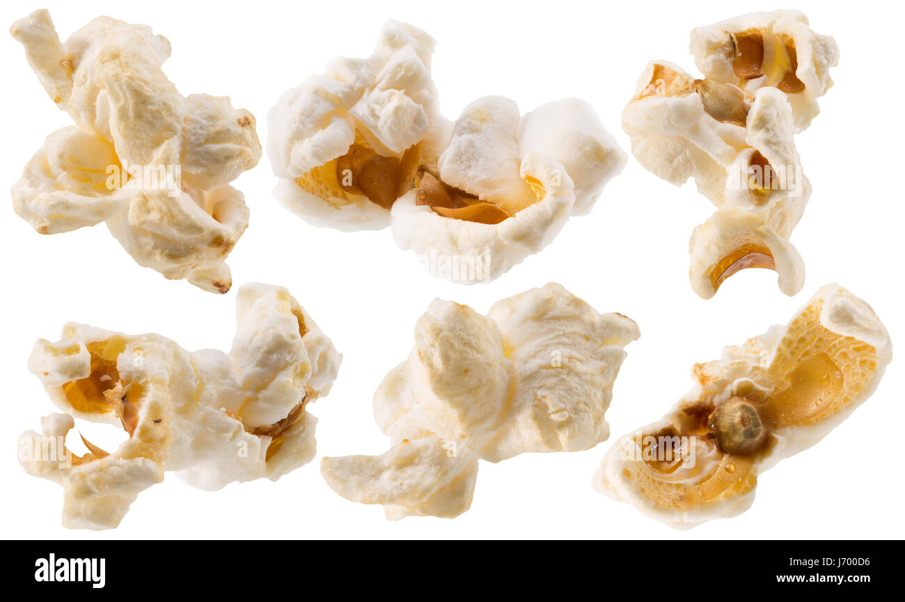 collection of pop corn isolated on a white background Stock Photo - Alamy