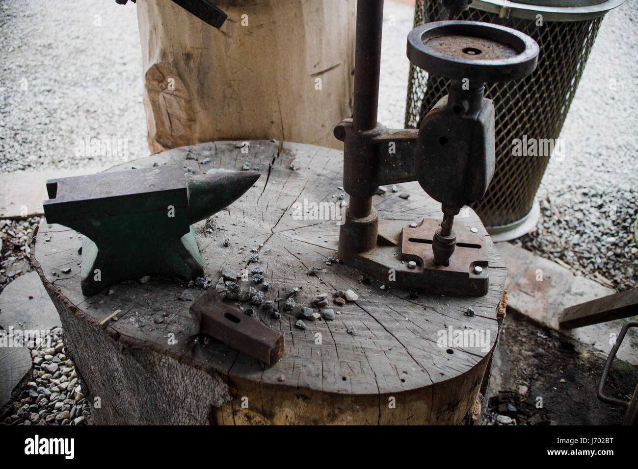 Inside an old vintage blacksmith and workshop Stock Photo - Alamy