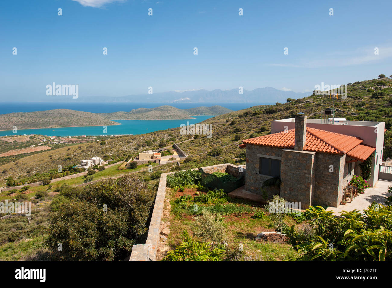 A view from above over the area of Plaka village on the north-eastern ...