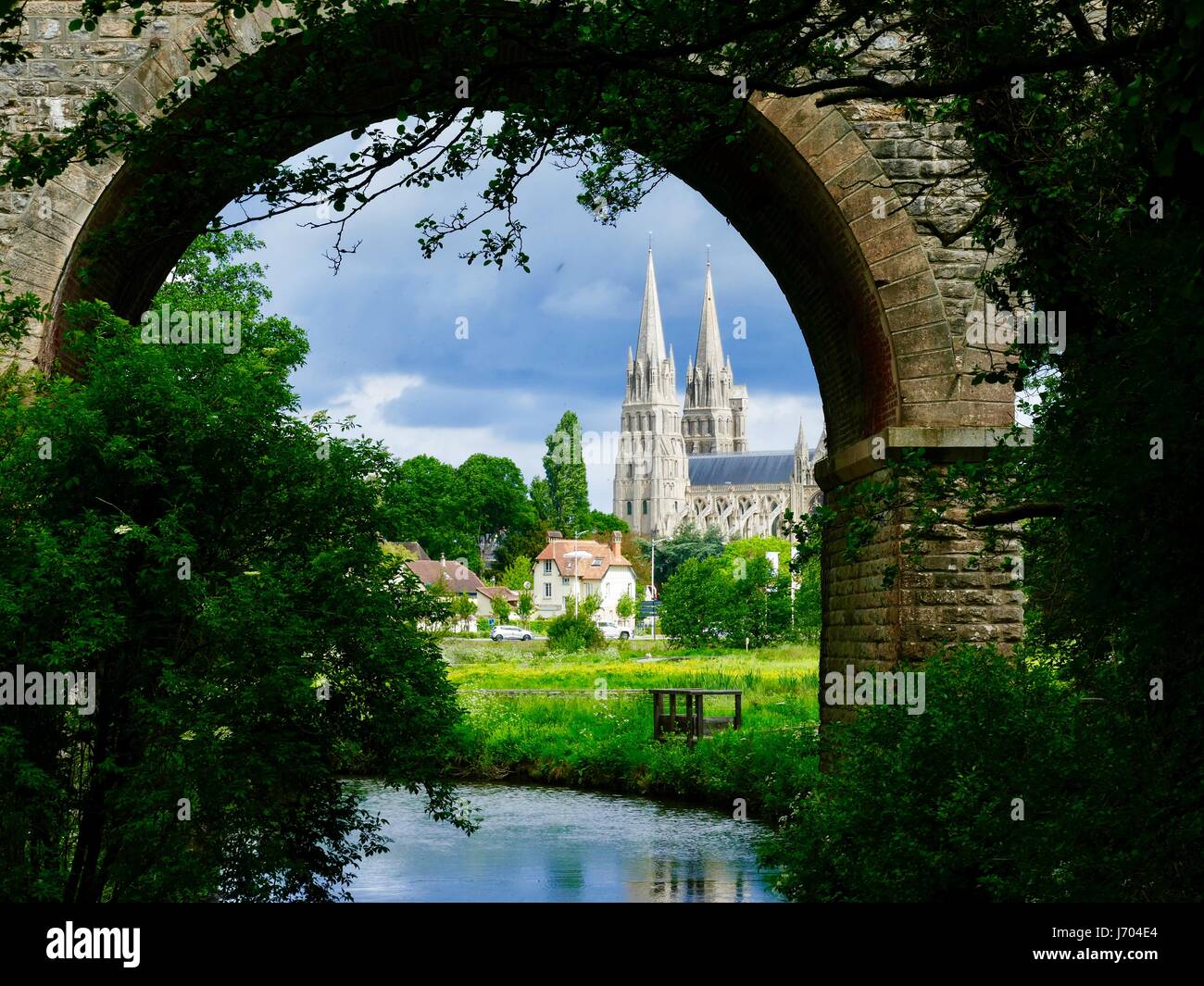 Bayeux Cathedral, Cathédrale Notre-Dame de Bayeux, seen through a stone ...