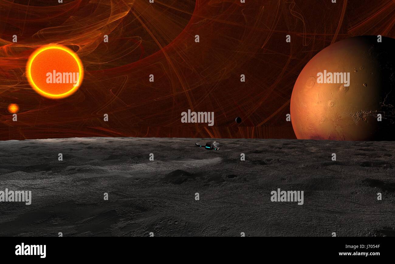 space surface globe planet earth world spaceship red shine shines ...