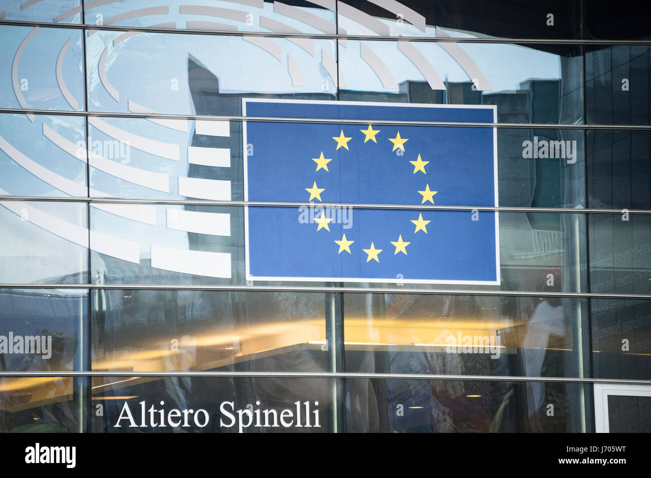 European flag on European Parliament building Stock Photo - Alamy