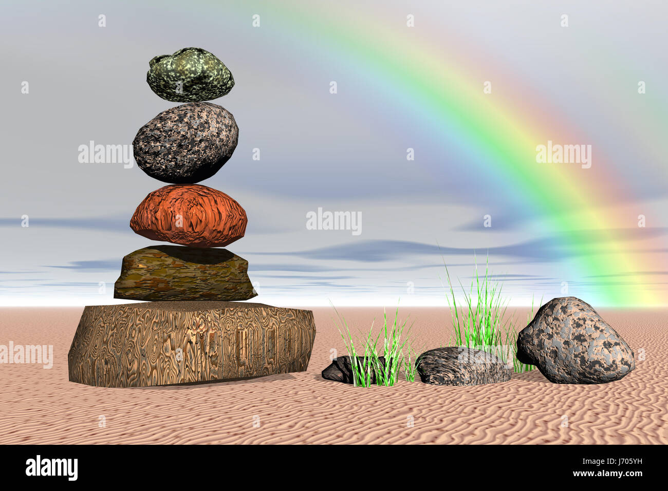 tower stack stacked balance stones tower symbolic graphic rainbow ...