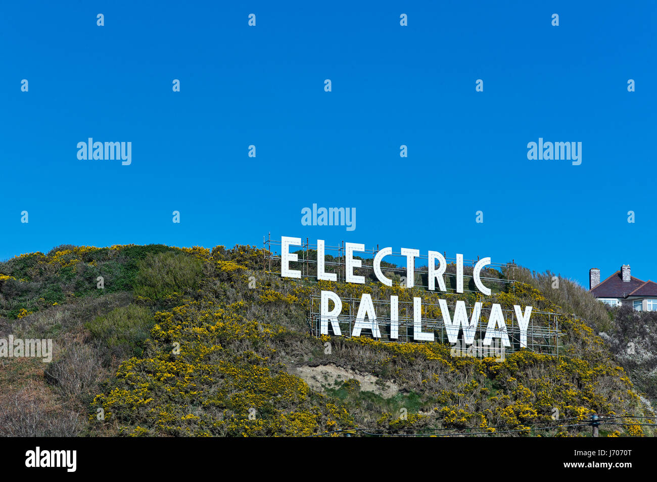 Electric railway sign in Douglas, Isle of Man now replaced in 2022 by a ...