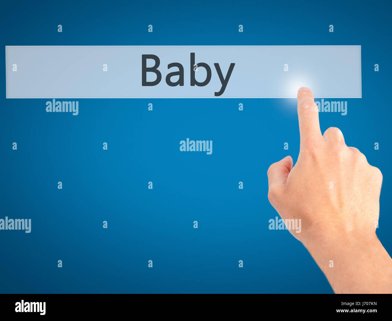 Baby - Hand pressing a button on blurred background concept . Business ...