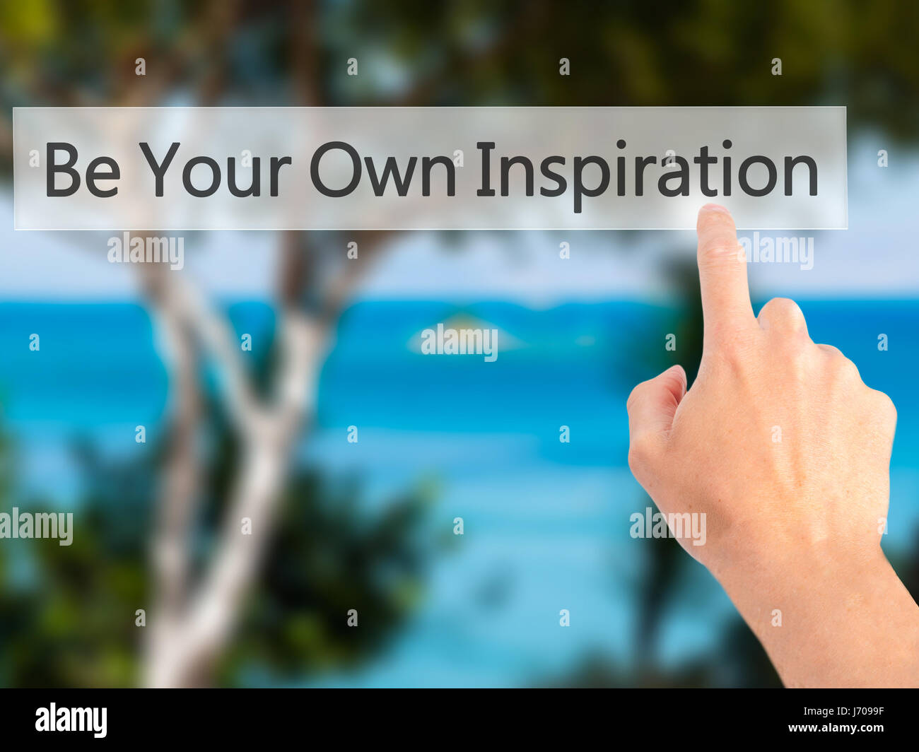 Be Your Own Inspiration - Hand pressing a button on blurred background ...