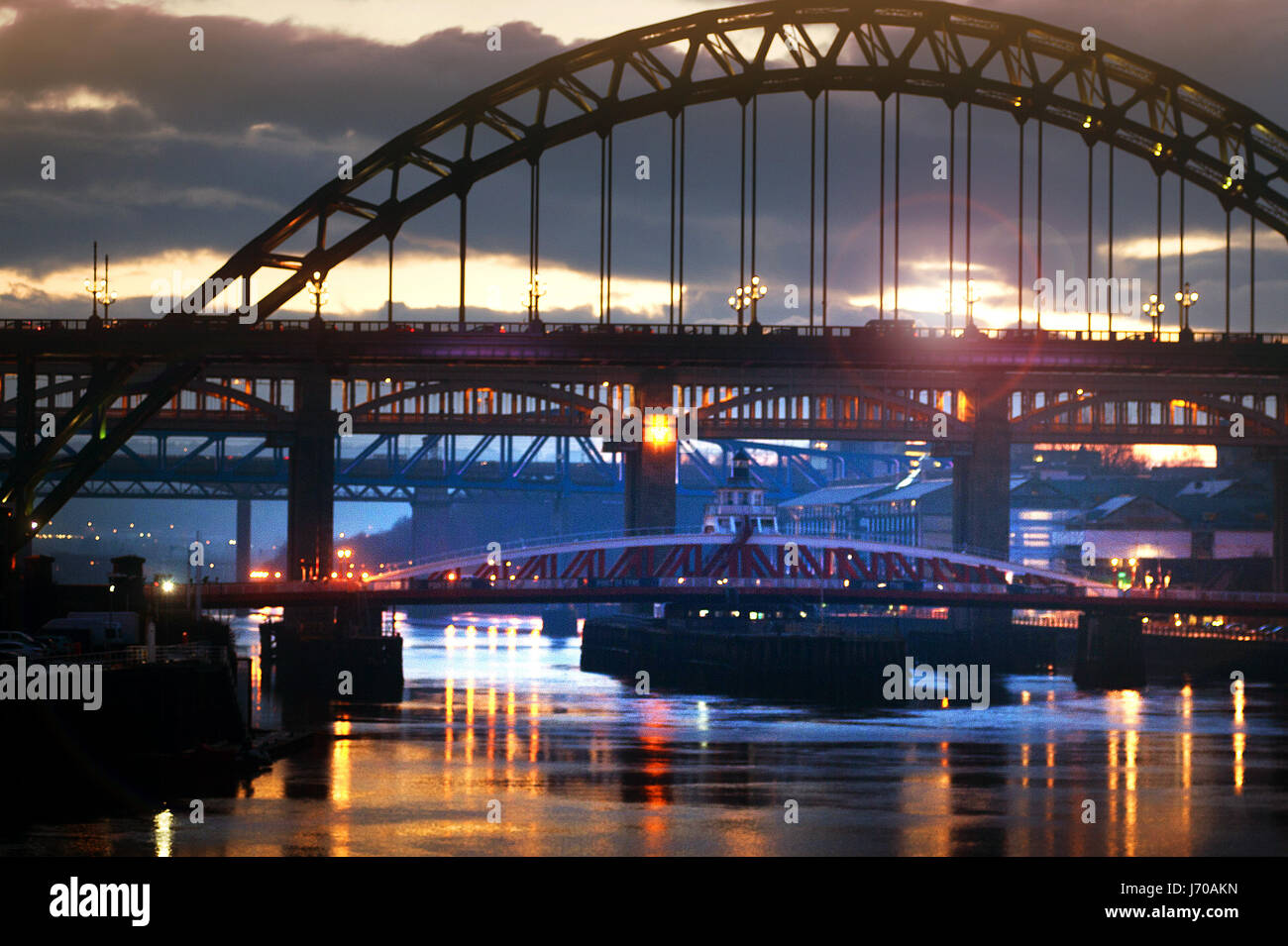 Evening on Newcastle Gateshead quayside Stock Photo - Alamy