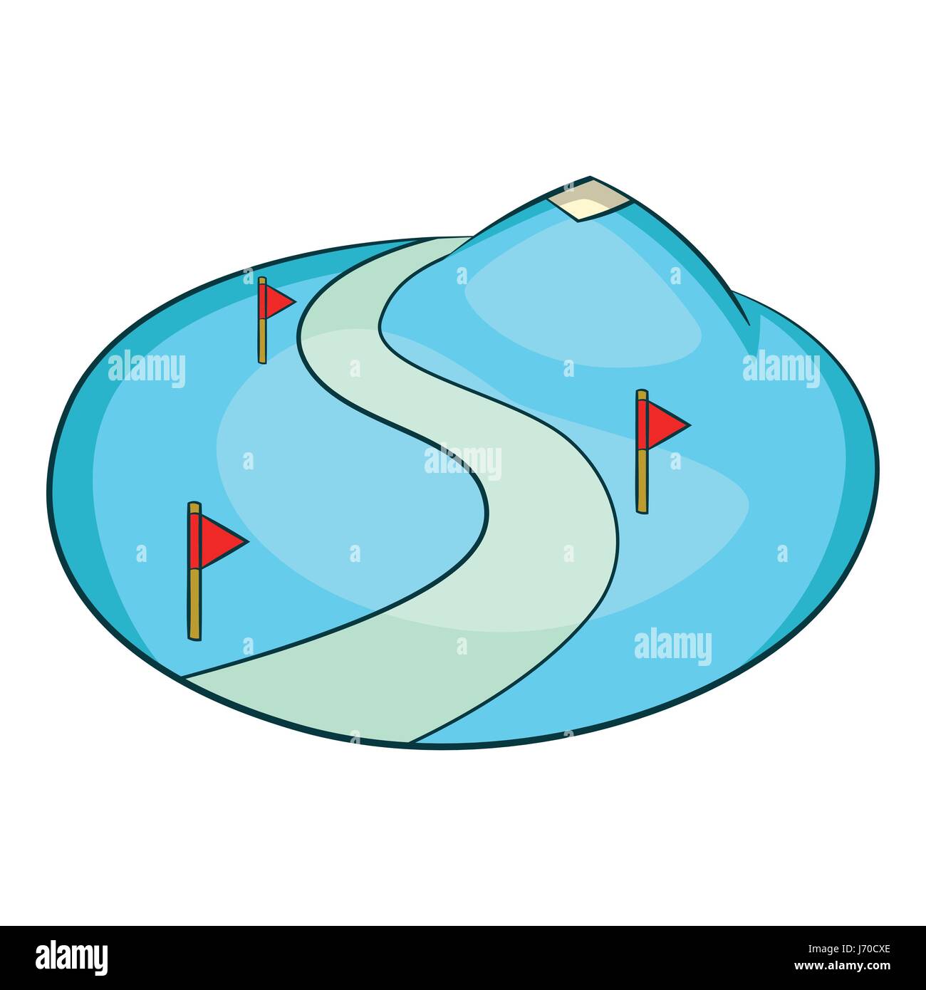 Ski slope of the snow mountain icon, cartoon style Stock Vector Image ...