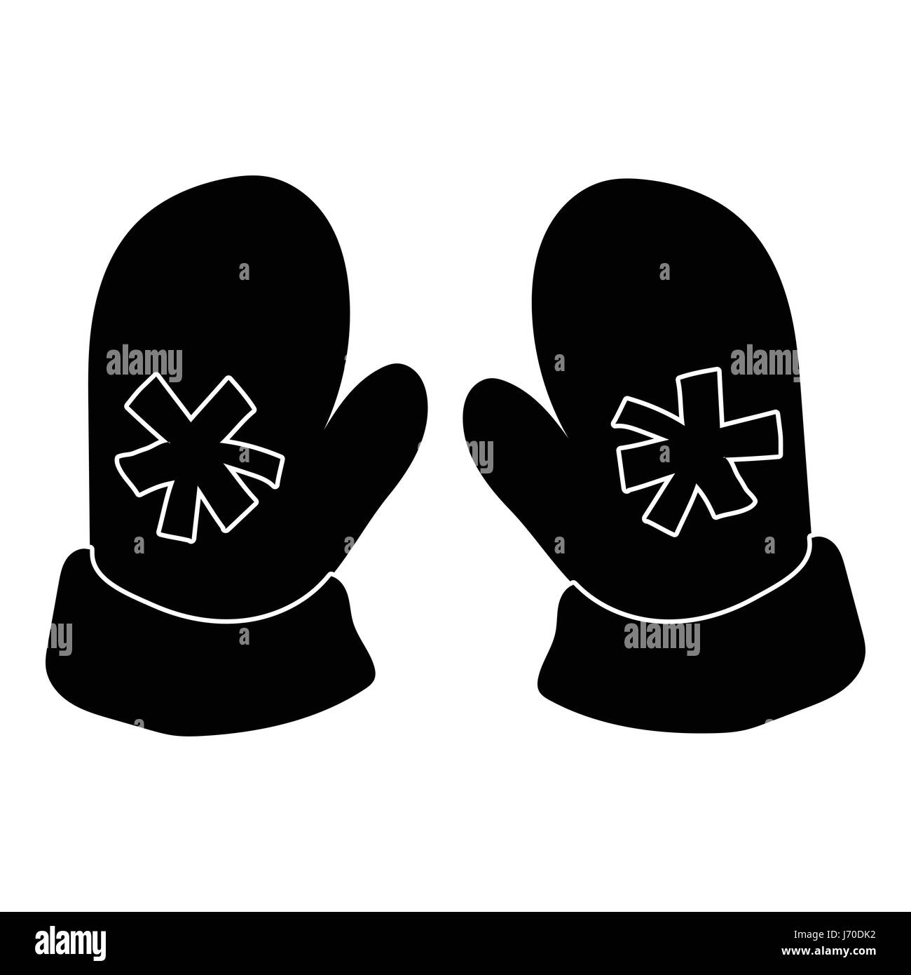 Pair knitted mittens on Black and White Stock Photos & Images - Alamy