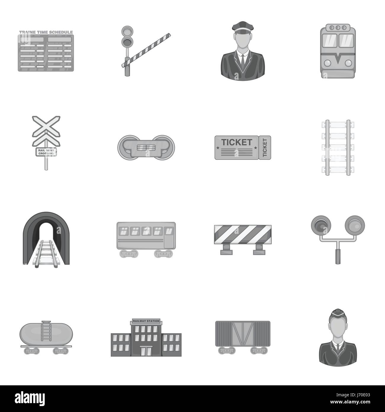 Railway icons set, black monochrome style Stock Vector Image & Art - Alamy