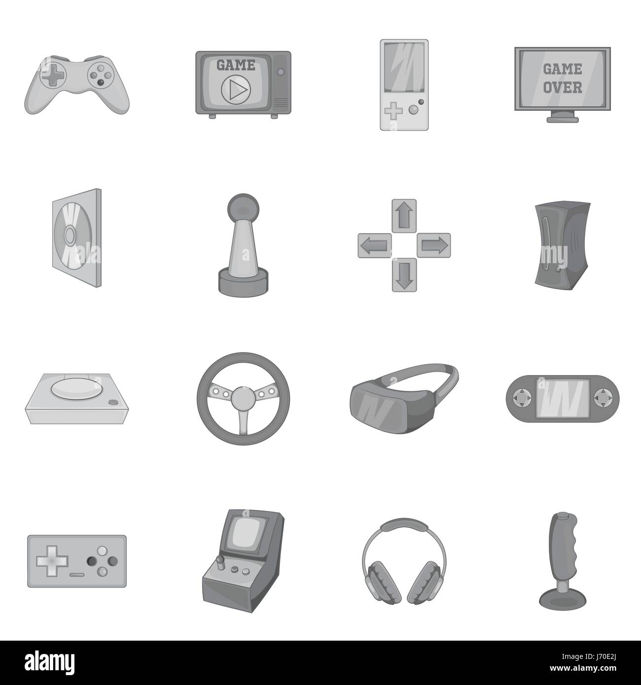 Video game icons set, black monochrome style Stock Vector Image & Art ...