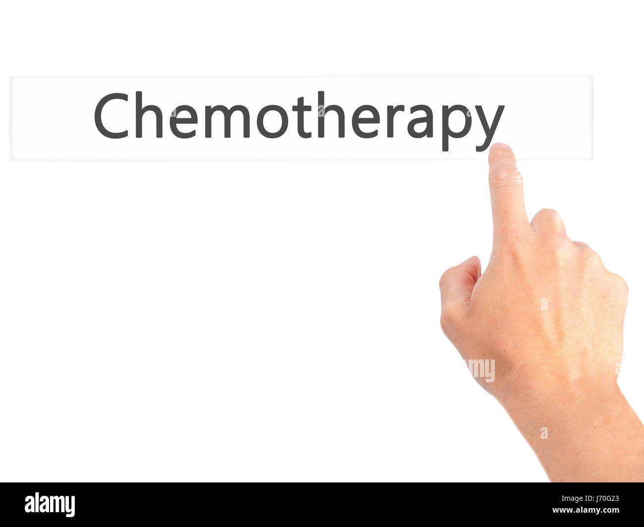 Chemotherapy - Hand pressing a button on blurred background concept ...