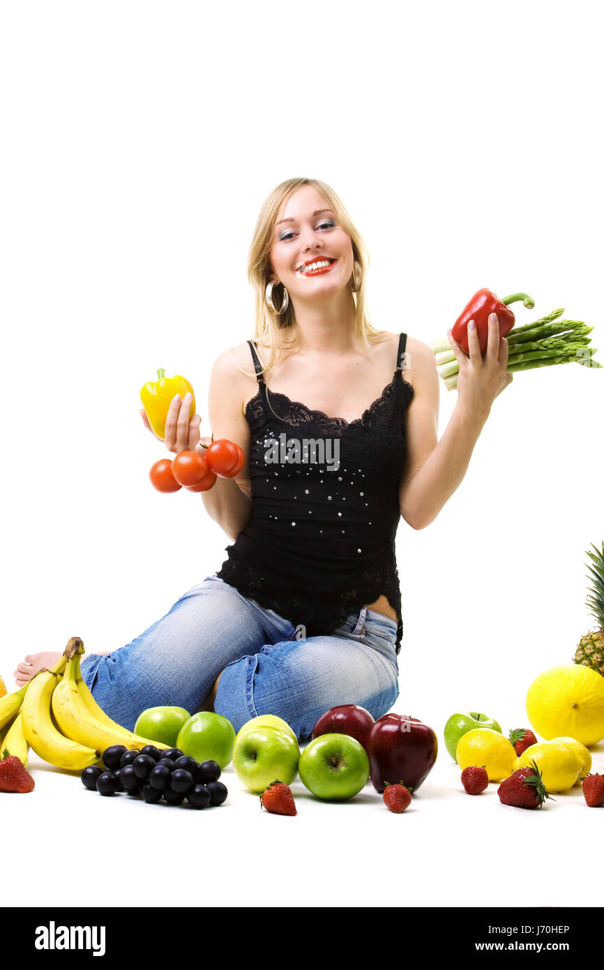 woman with fruits and vegetables Stock Photo - Alamy