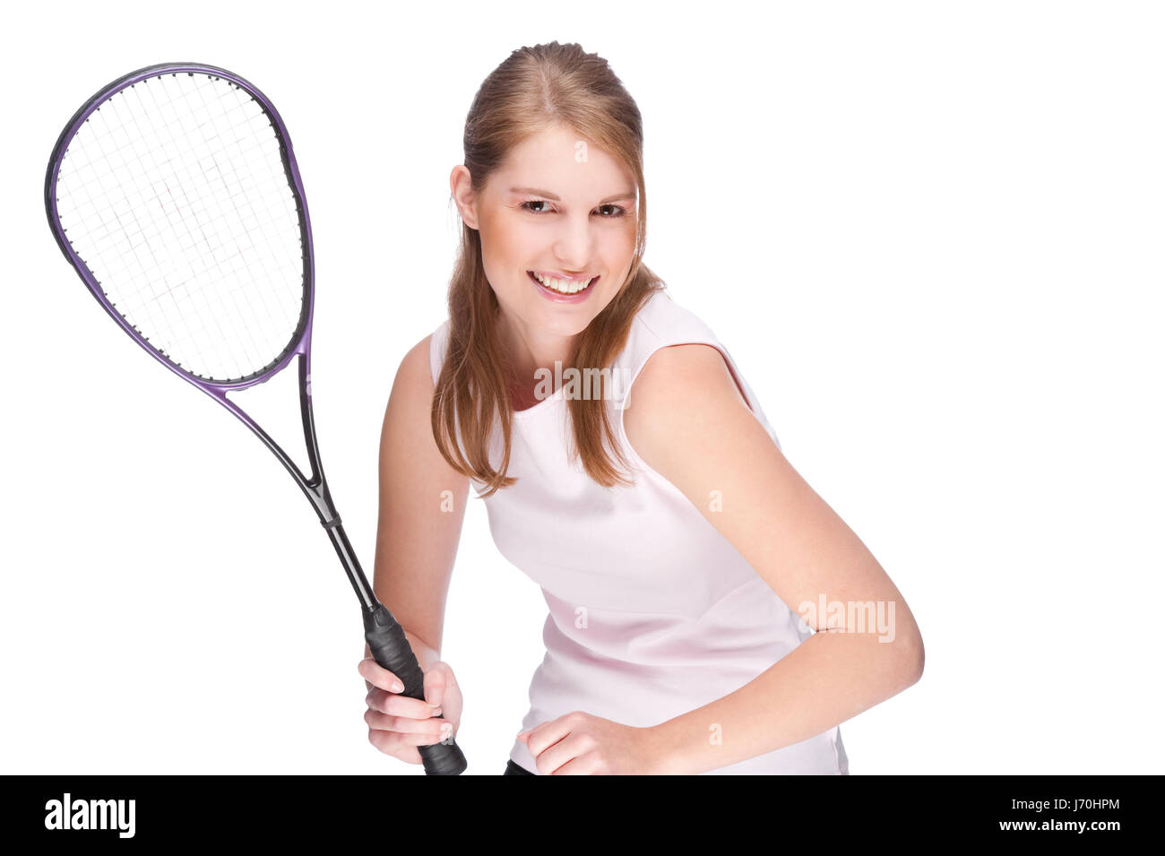 woman with squash racket Stock Photo - Alamy