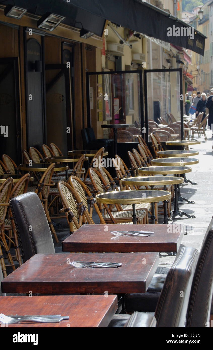 cafe restaurant pavement france sidewalk nice Provence table urban ...