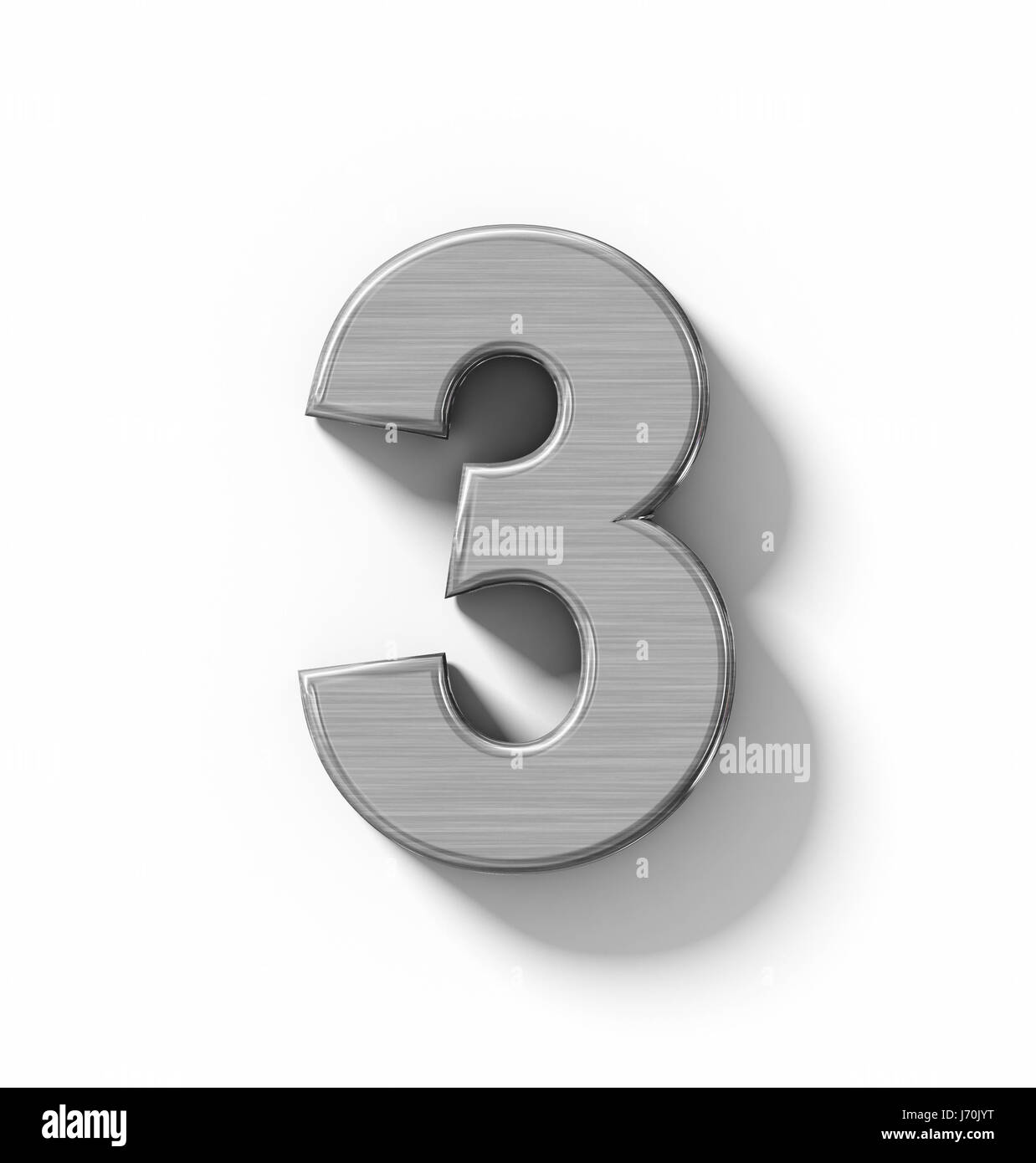 number 3 3D metal isolated on white with shadow - orthogonal projection ...