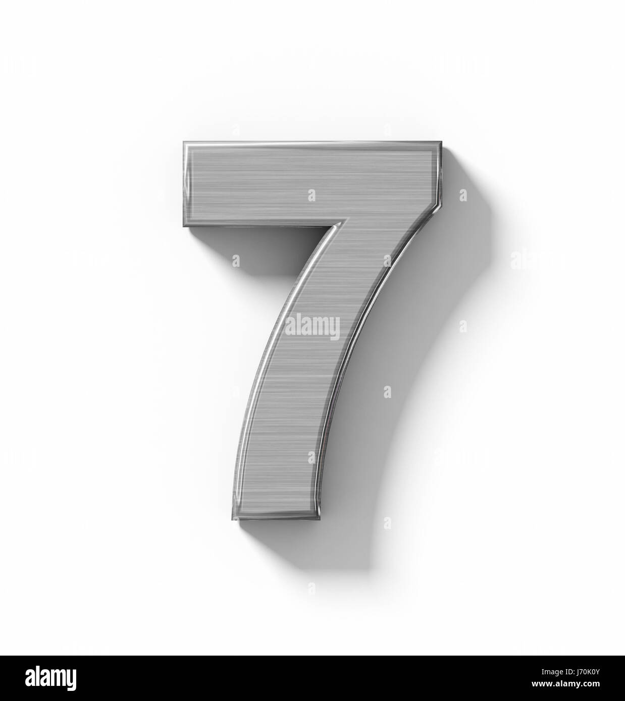 number 7 3D metal isolated on white with shadow - orthogonal projection ...