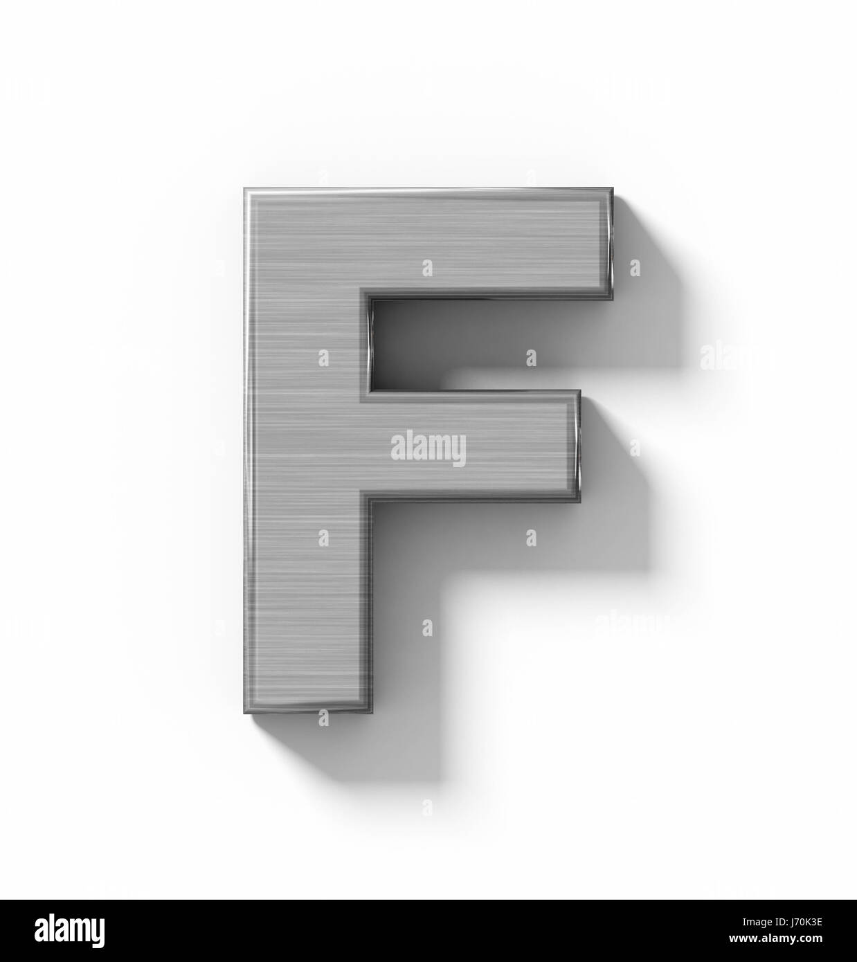 letter F 3D metal isolated on white with shadow - orthogonal projection ...