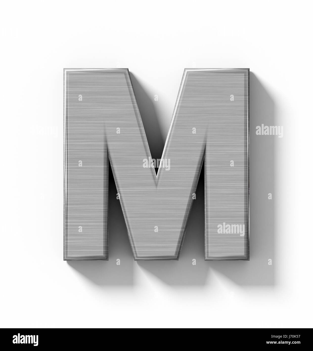 letter M 3D metal isolated on white with shadow - orthogonal projection ...