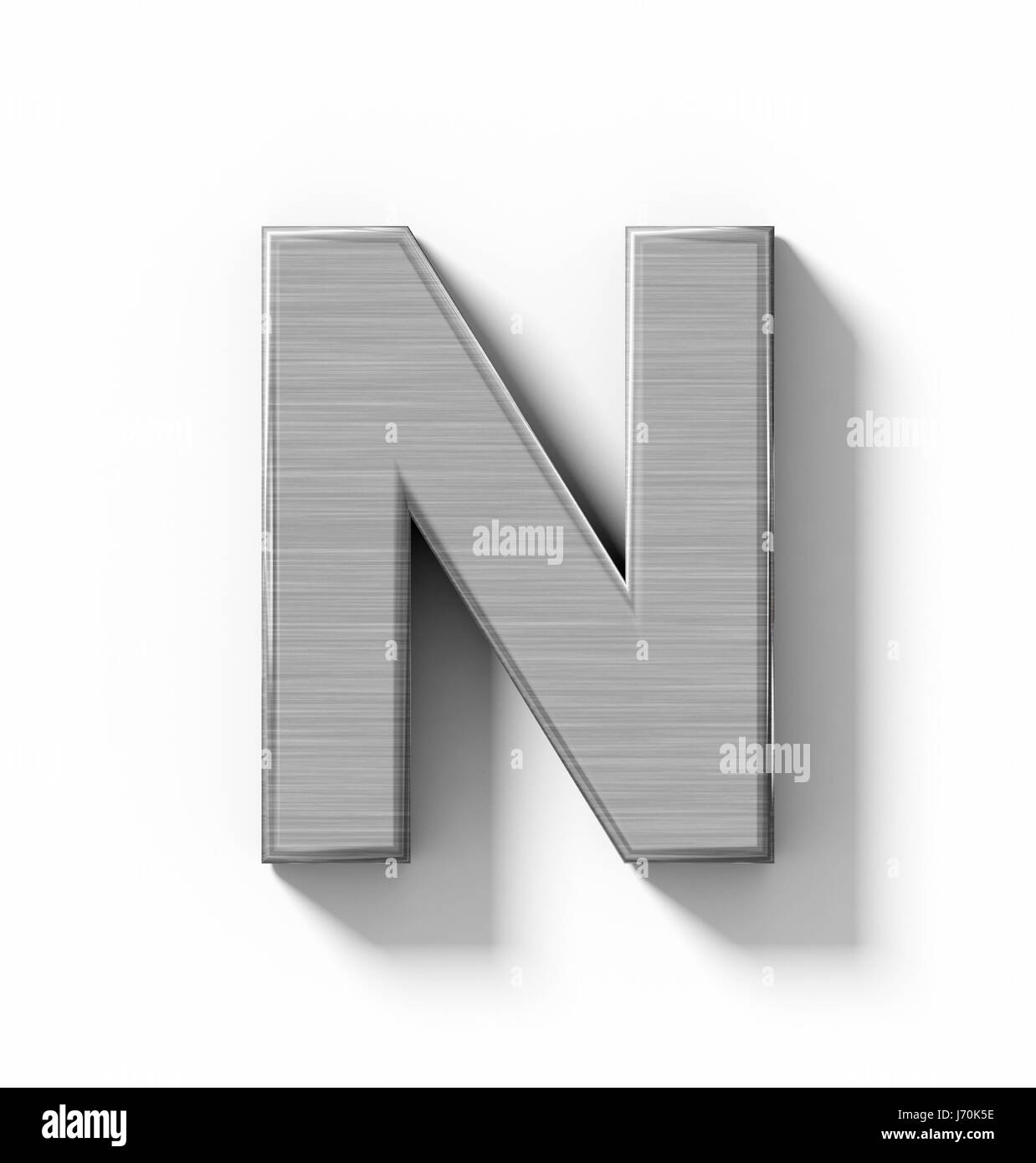 letter N 3D metal isolated on white with shadow - orthogonal projection ...